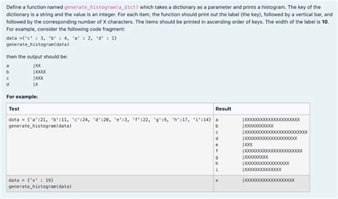 Solved Define A Function Named Generatehistogramadict