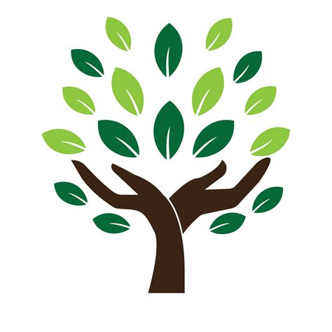 Human Hands And Tree With Green Leaves Vector Art At Vecteezy