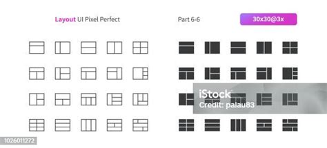레이아웃 Ui 픽셀 완벽 한 잘 만들어진 벡터 얇은 선 및 고체 아이콘 30 3 그리드 웹 그래픽 및 애플 리 케이 션에 대 한 X 최소한의 간단한 그림 66 부 8 9