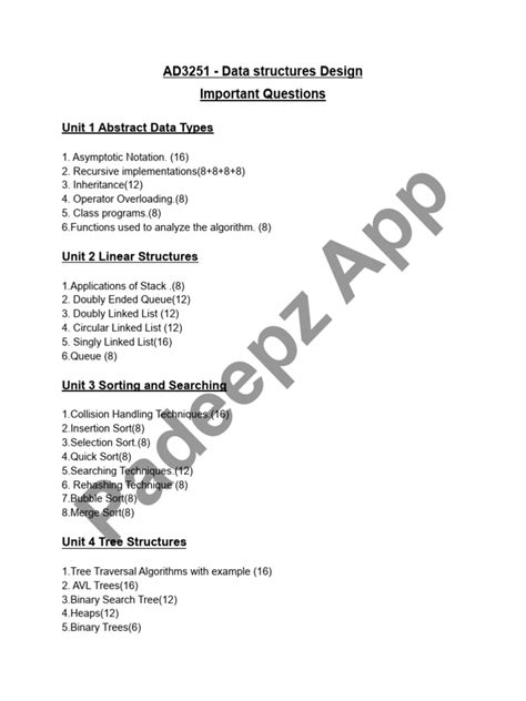 Ad3251 Iq Data Structures Design Pdf