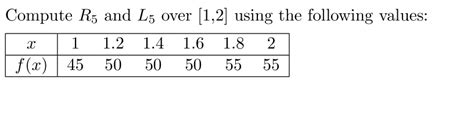solved compute r5 and l5 over [1 2] using the following