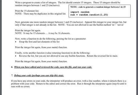Solved Write A Program To Create A List Of Integers The