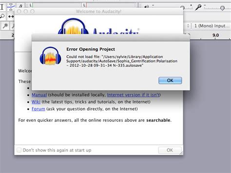 Some Projects Were Not Saved Properly [solved] Macos Audacity Forum