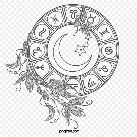 별자리 디스크 달 일러스트 깃털 장식 요소 별자리 점성학 신비한 Png 일러스트 및 Psd 이미지 무료 다운로드 Pngtree