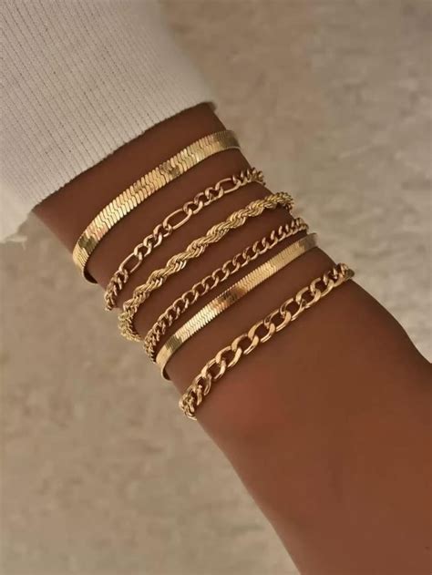 Gold Bracelet Aesthetic Hand Jewelry Gold Bracelet Set Jewelry Lookbook