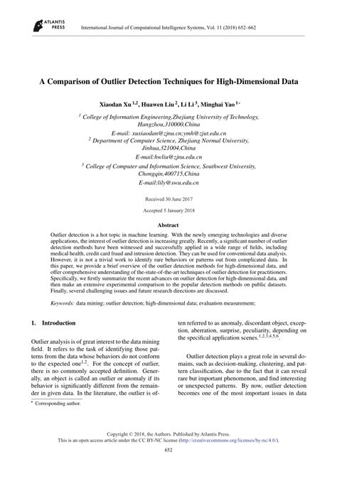 Pdf A Comparison Of Outlier Detection Techniques For High Dimensional