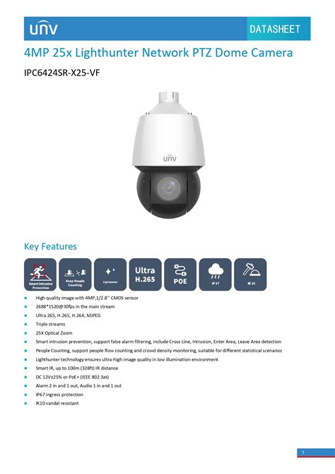 Uniview IPC SR X VF MP Network PTZ X Dome Camera