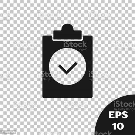 검은 색 완료 작업 아이콘 투명 한 배경에 격리 규정 준수 검사 승인 체크리스트 기호입니다 인증된 문서 기호입니다 벡터 일러스트레이션 0명에 대한 스톡 벡터 아트 및 기타
