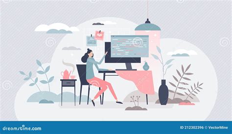 Coder Female As Professional Programmer For Web Scripts Tiny Person