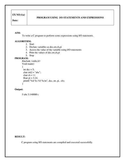 C And Data Structure Lab Aim To Write A C Program To Perform Some