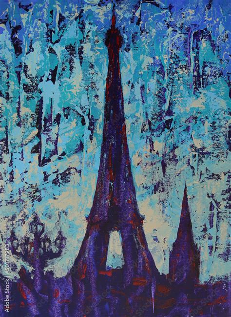 Artistic Painting Of The Eiffel Tower Stock Illustration Adobe Stock