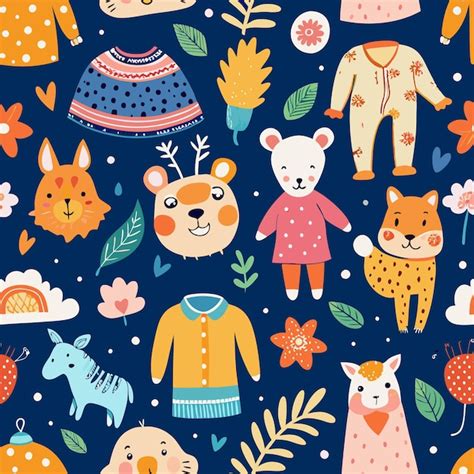 Cute Seamless Pattern With Kawaii Pandas Unicorns And Sweets On A Light Blue Background