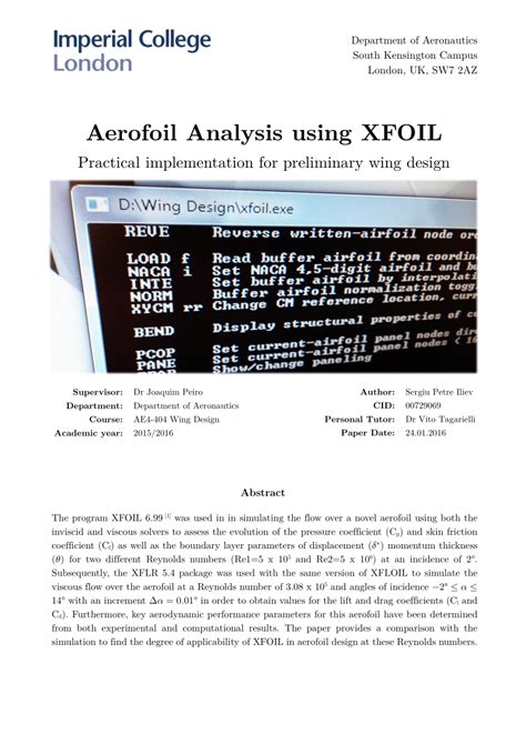 Pdf Aerofoil Analysis Using Xfoil Practical Implementation For