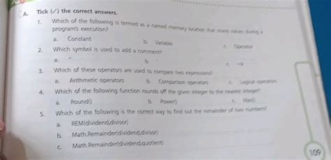 A Tick The Correct Answers Programs Execution StudyX