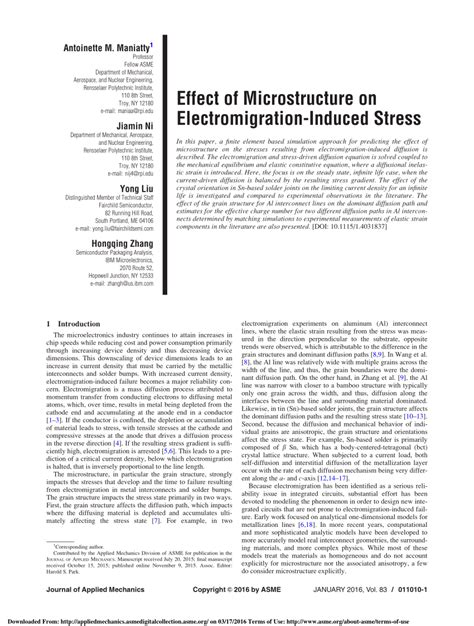 Pdf Effect Of Microstructure On Electromigration Induced Stress