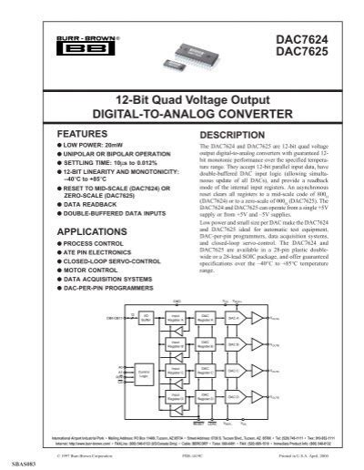 12 Bit Quad Voltage Output Digital To Analog Converter