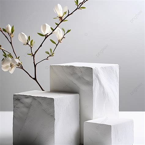 나뭇가지가 있는 흰색 연단 흰색 연단 모형 표시하다 배경 일러스트 및 사진 무료 다운로드 Pngtree