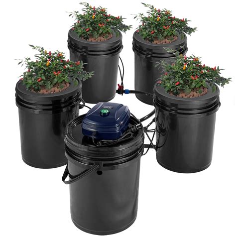 Vevor Rdwc Hydroponics System Recirculating Deep Water Culture 4 Buckets 5 Gal Vevor Ca
