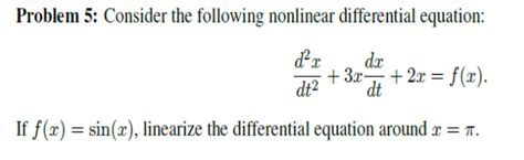 Solved Problem 5 Consider The Following Nonlinear