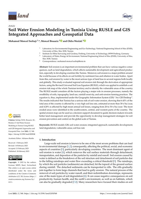 Pdf Soil Water Erosion Modeling In Tunisia Using Rusle And Gis
