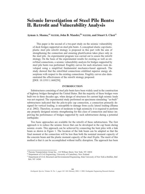 Seismic Evaluation Of Steel Pile Bents Retrofit And Vulnerability