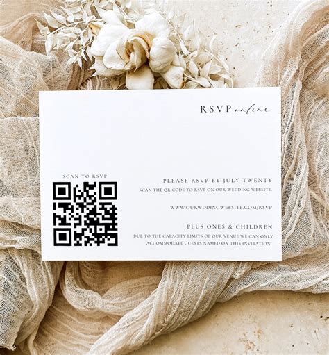 Printable QR Code Wedding RSVP Card Editable Wedding Online RSVP Card Online Reply Card