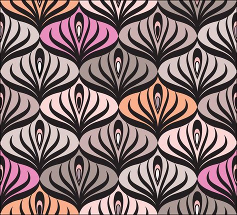 Abstract Seamless Pattern Floral Oriental Geometric Line Ornament