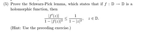 solved prove the schwarz pick lemma which states that if f d â† d