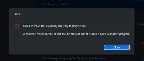 Add A Try Again When Youre Trying To Delete A Repository Thats