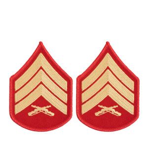 U S Marine Corps Sergeant E 5 Chevron Patch Gold On Red For Male
