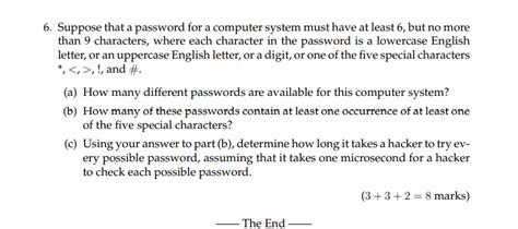 Solved 6 Suppose That A Password For A Computer System Must