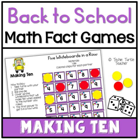 Back To School Addition Making Ten Strategy Math Fact Games Partner