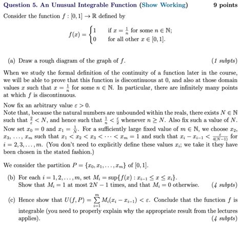 solved 9 points question 5 an unusual integrable function