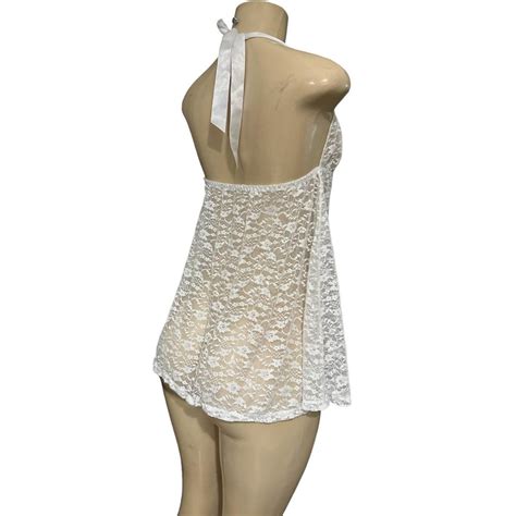 White Lace Halter Top No Flaws Depop