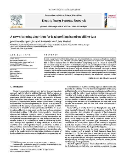pdf a new clustering algorithm for load profiling based on billing data