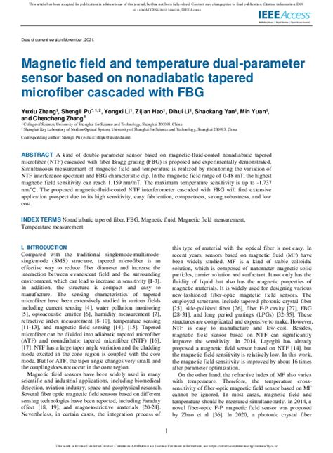 Pdf Magnetic Field And Temperature Dual Parameter Sensor Based On Nonadiabatic Tapered