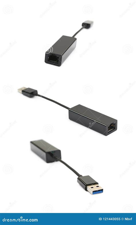Usb To Ethernet Connector Isolated Stock Image Image Of Digital Interface