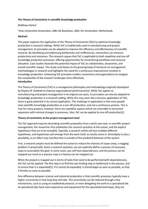 Pdf The Theory Of Constraints In Scientific Knowledge Production