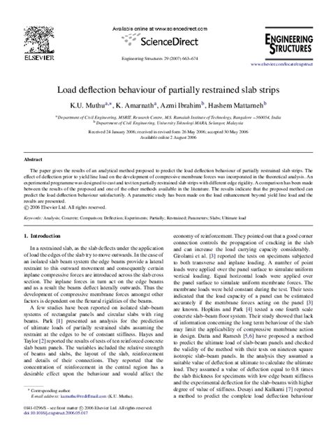 pdf load deflection behaviour of partially restrained slab strips