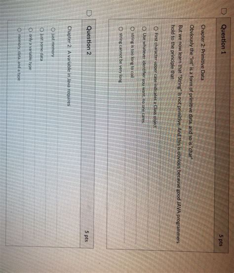 Solved Question 1 5 Pts Chapter 2 Primitive Data Obviously