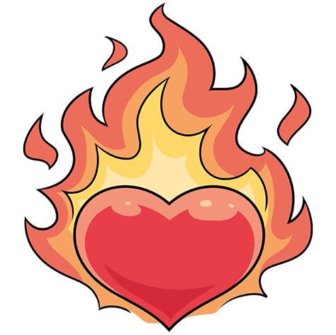 How To Draw A Heart On Fire Really Easy Drawing Tutorial
