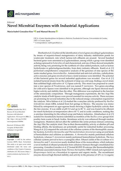 Pdf Novel Microbial Enzymes With Industrial Applications