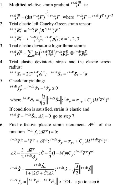 Stress Integration In Case Of Large Strain Elastic Plastic Deformation Download Scientific