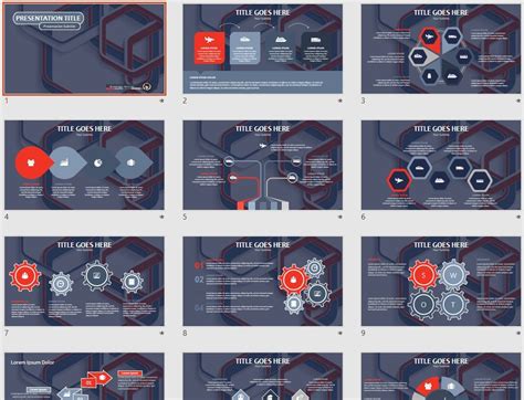 Red And Blue Hexagons PowerPoint