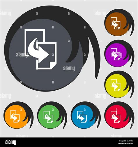Copy File Sign Icon Duplicate Document Symbol Symbols On Eight Colored Buttons Vector Stock