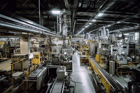 Premium Photo Wideangle View Of A Smart Factory Floor Showcasing High Automation And