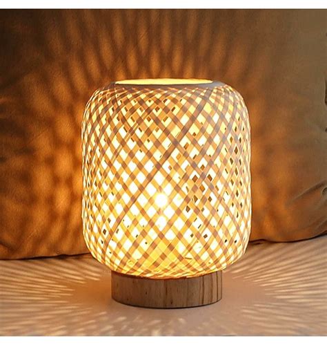 Lusharbor 라탄 램프 무선 보헤미안 램프 배터리 작동 Led 전구가 있는 테이블 램프 램프 옆 티몬
