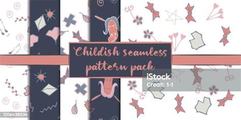 꽃무늬 숲 스타일로 만든 유치한 매끄러운 패턴 세트 부드러운 색상으로 제작된 디자인 요소 배경 또는 배경 화면 포장 지 웹 페이지 어린이 보육 엽서 핸드메이드 앨범에 사용할