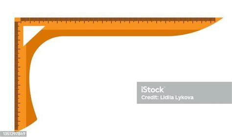 흰색 배경에 격리 된 삼각형 눈금자 학교 대학 작업에 대한 기하학적 요소 노란색 색상 개념에 대한 스톡 벡터 아트 및 기타 이미지 Istock