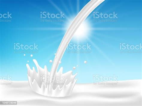 우유 또는 요구르트 스플래쉬와 함께 아래로 쏟아지는 고 현실적인 우유 드롭 파란색 배경에 고립 벡터 일러스트 레이 션 0명에 대한 스톡 벡터 아트 및 기타 이미지 Istock